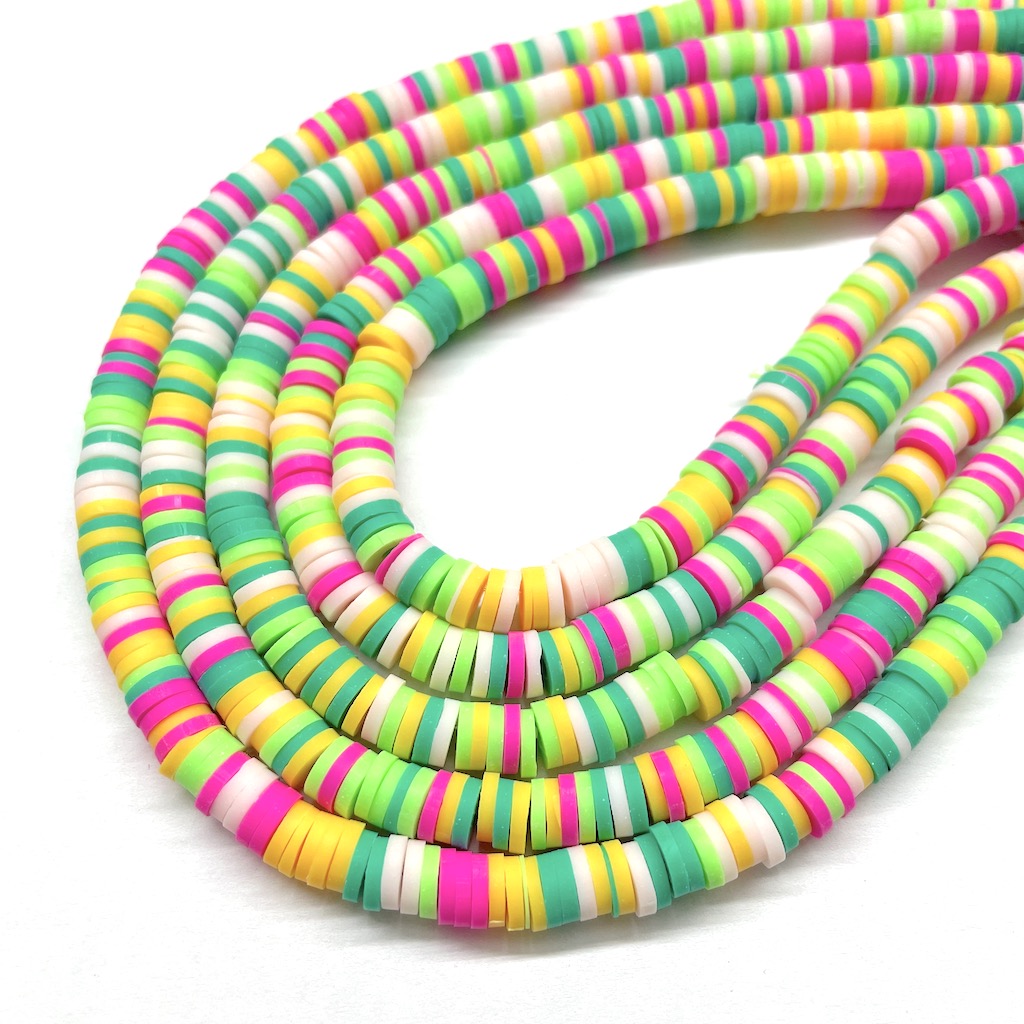Fimo | Círculos Planos | Verde flúor, Fucsia, Amarillo tostado y Blanc ...
