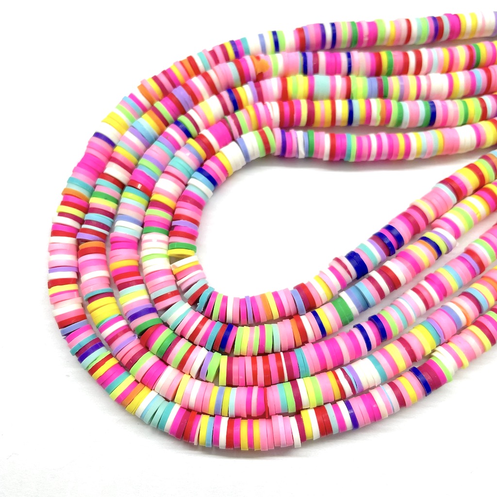 Fimo | Círculos Planos | Azul, Rosado int, Rojo y Blanco – CrystalStone