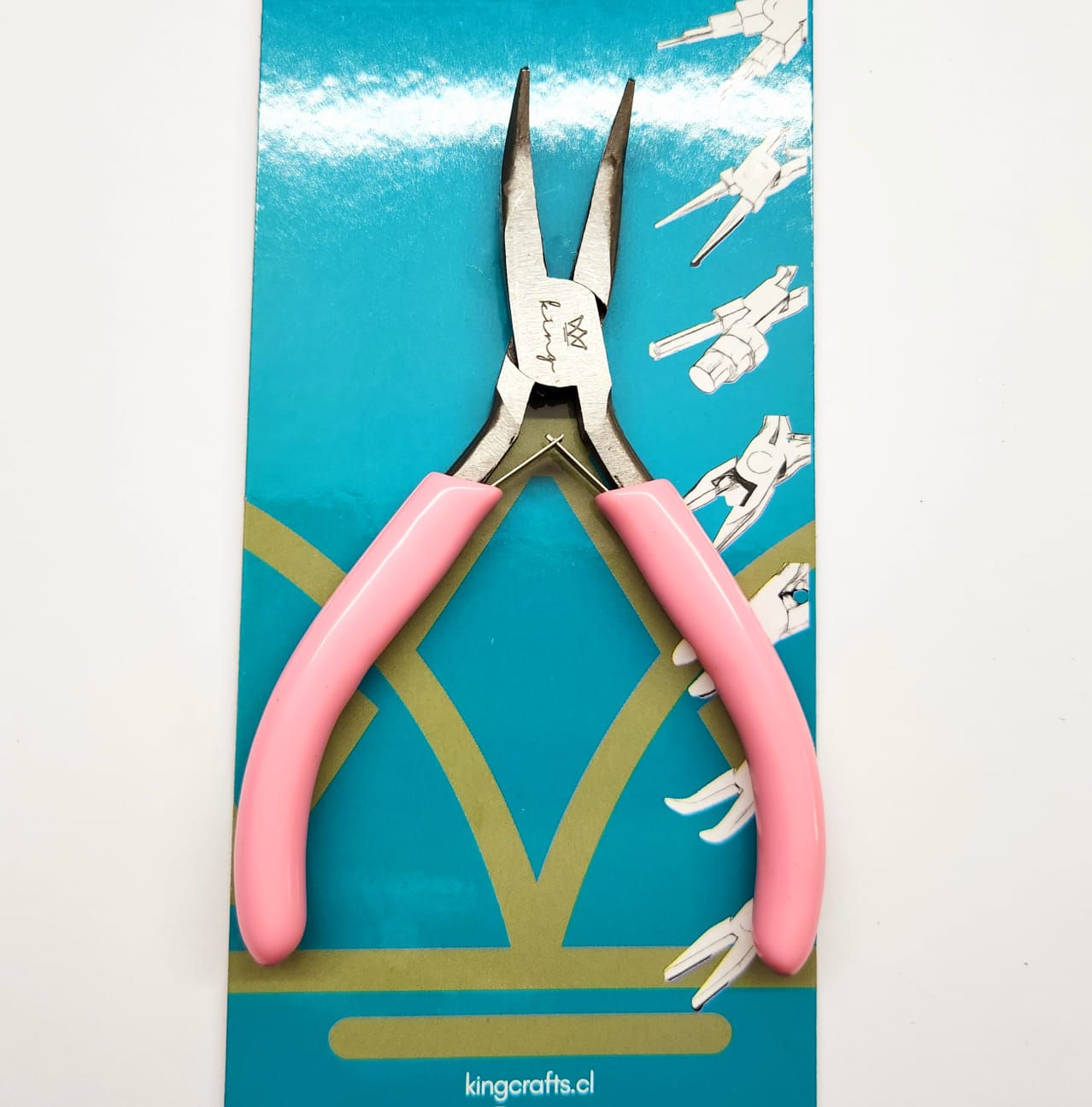 Alicate Rosa Punta Plano curvo | 12cm | King Crafts – CrystalStone