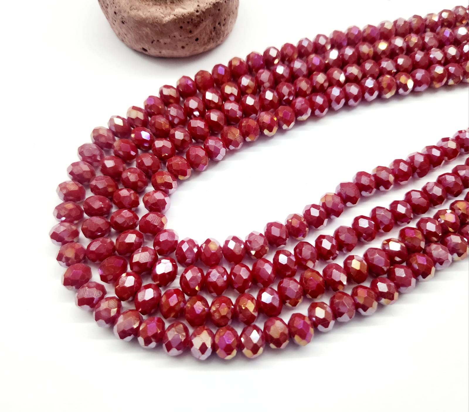 Cristal chato | 8 mm | Matte Rojo Tornasol 9 – CrystalStone