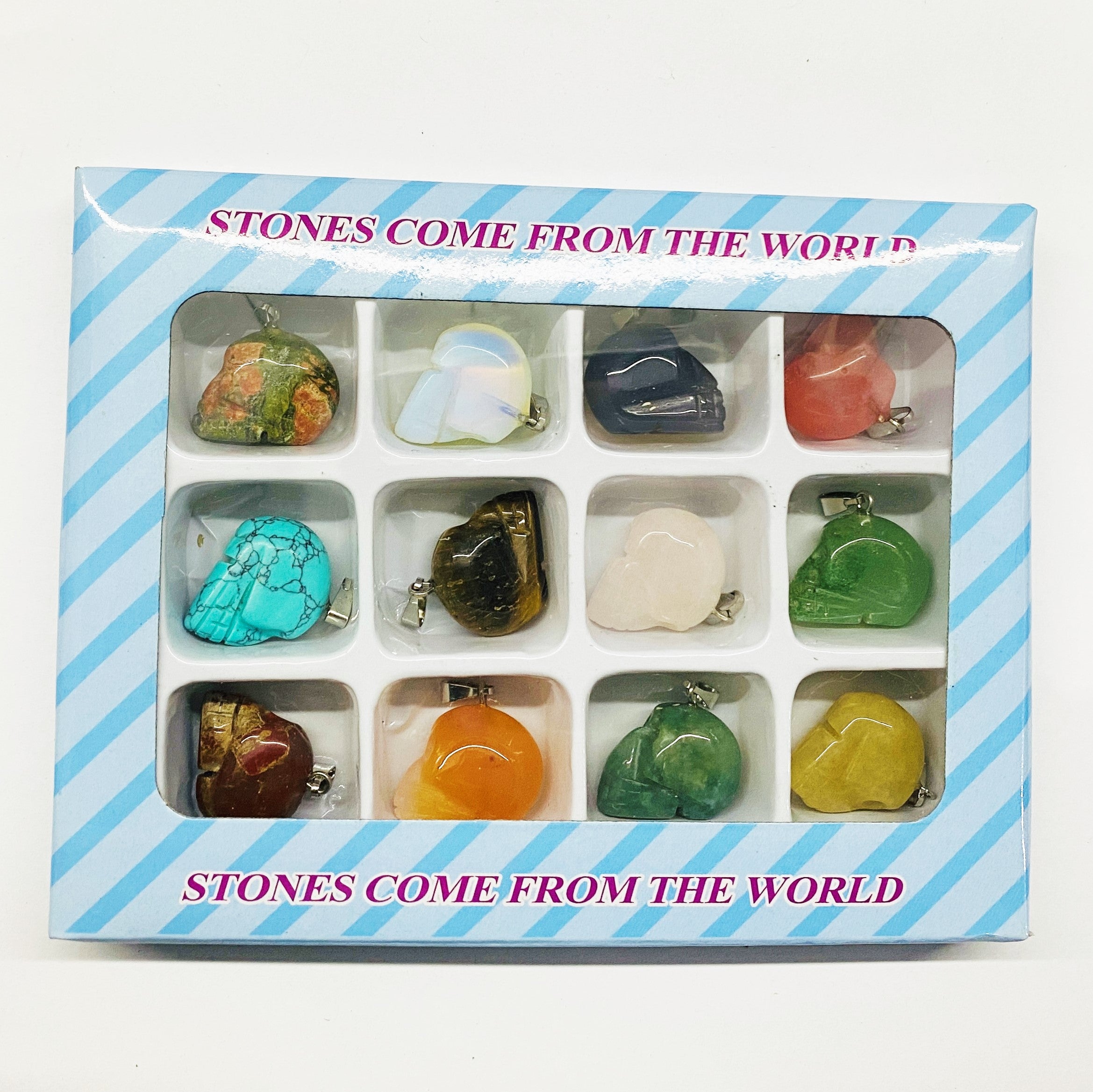 CAJA DE COLGANTES DE PIEDRA SURTIDO | CALAVERA – CrystalStone