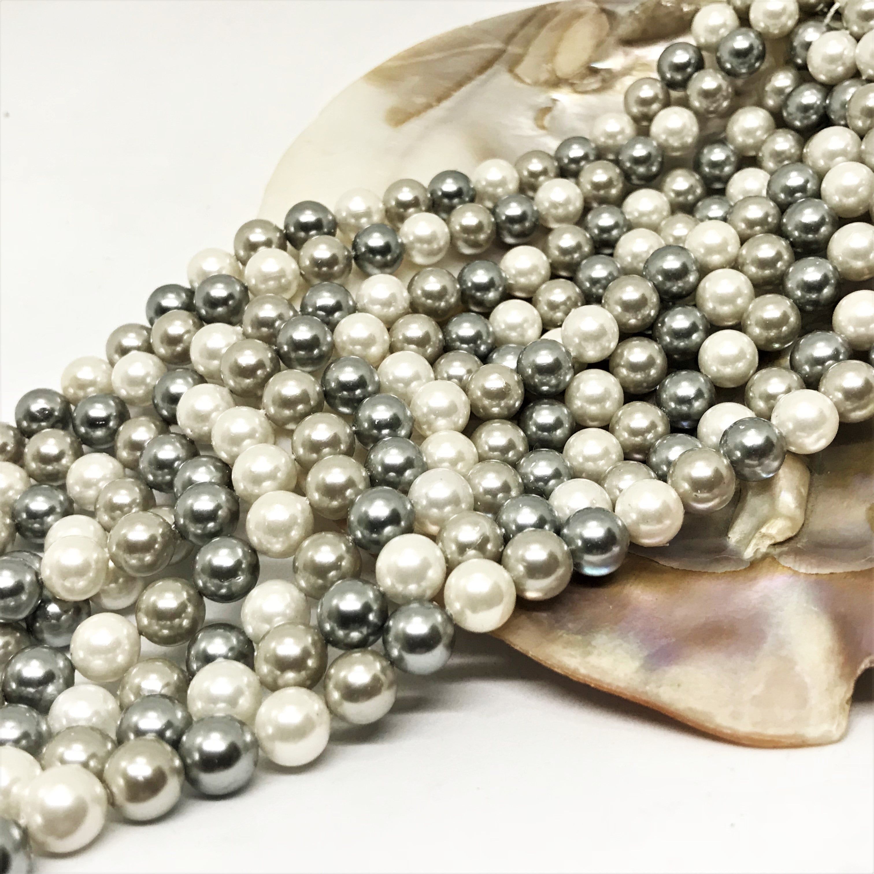 PERLA SHELL | 8MM | MIX GRIS DEGRADÉ BLANCO – CrystalStone