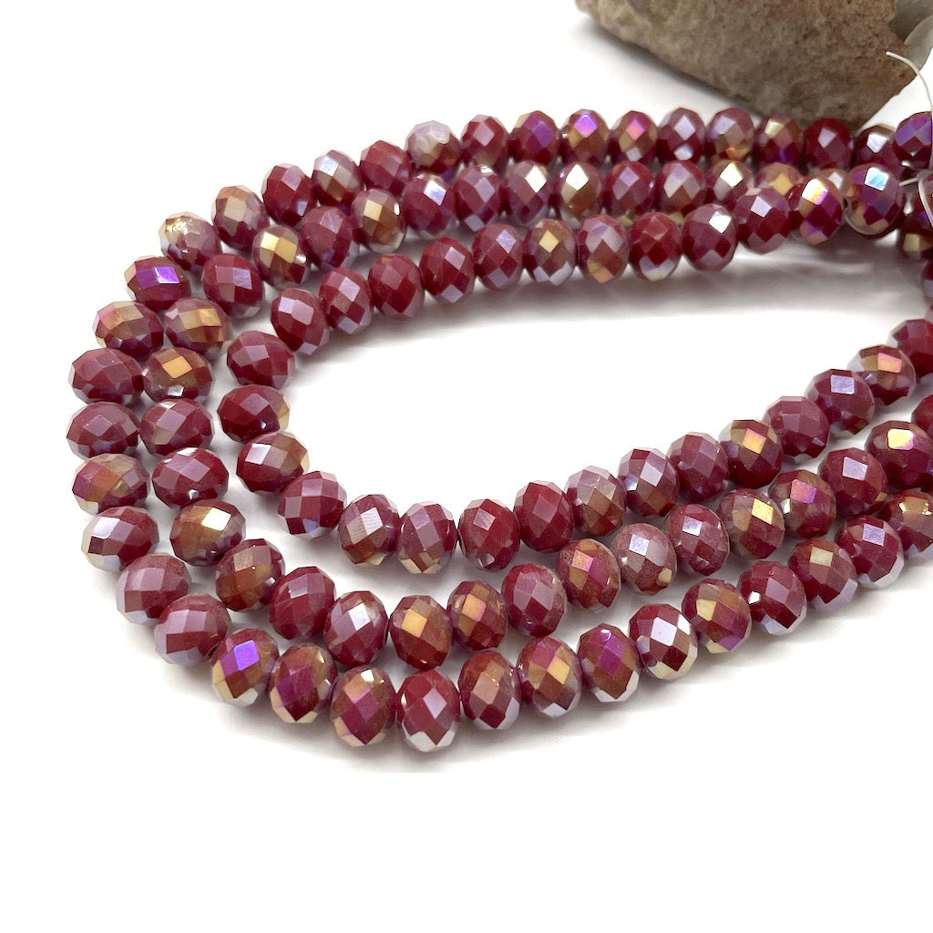 Cristal chato | 8 mm | Matte Rojo Tornasol Oscuro 11 – CrystalStone