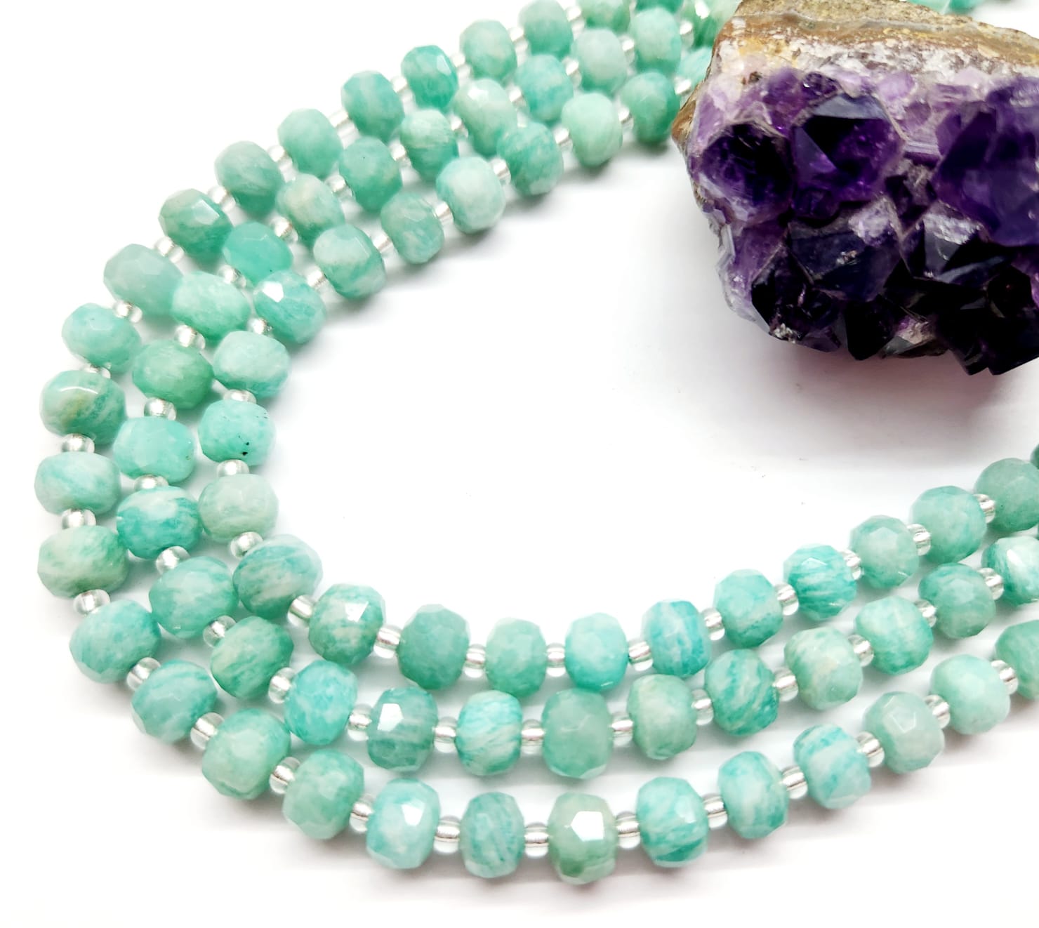 PIEDRA NATURAL | RONDELL FACETADO | AMAZONITA AQUA | 8X6MM – CrystalStone