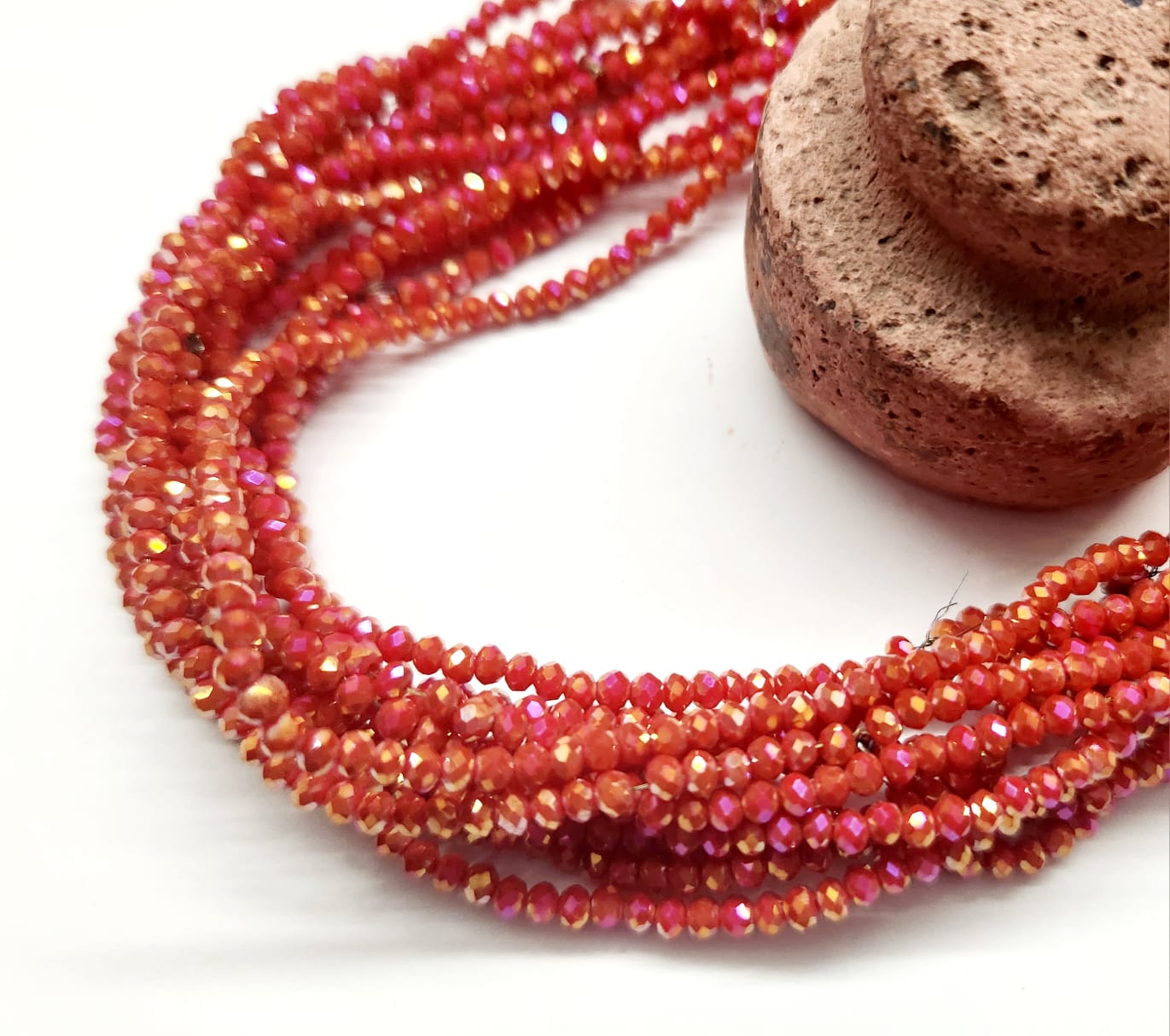 Cristal Chato | 3mm | Rojo Claro Tornasol – CrystalStone