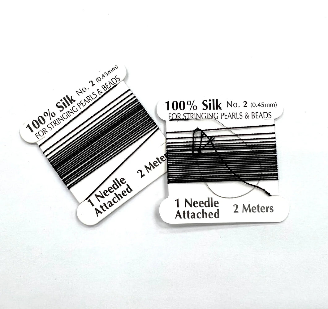 HILO DE SEDA | No. 2 | 0.45MM | 2 METROS | NEGRO – CrystalStone