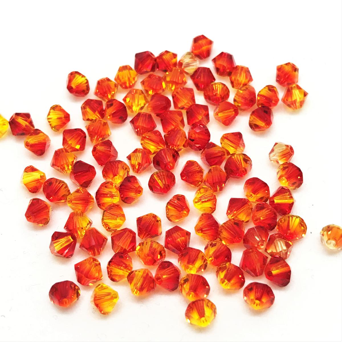 Bead Swarovski Crystals | 4mm | C3 ST #237 | 25u | Bicolor Rojo Naranj ...