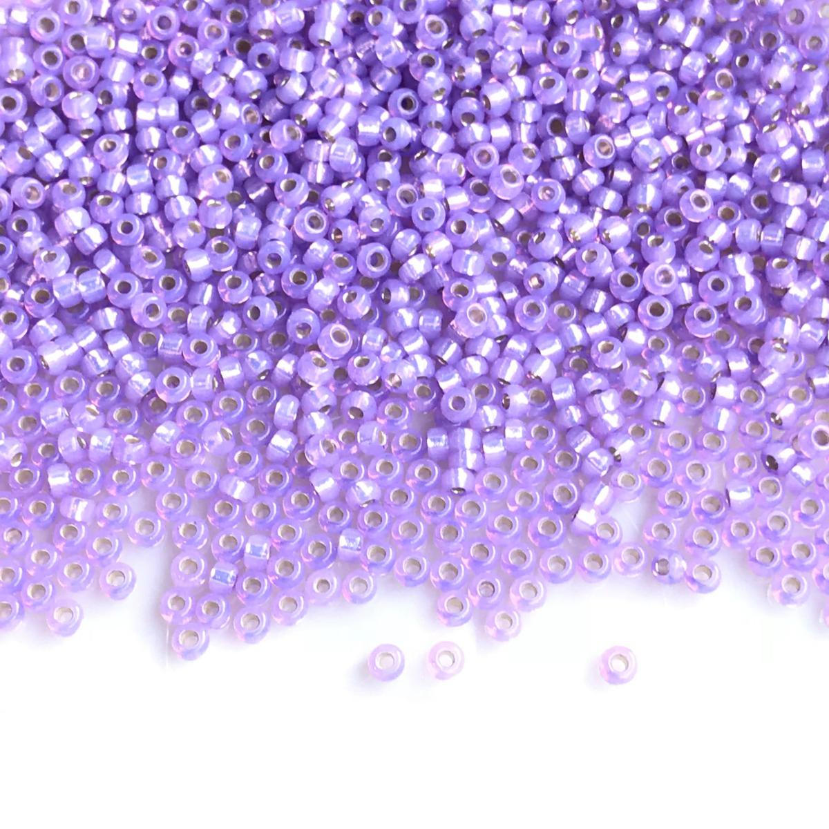 Miyuki Round Rocailles 11/0 | 574RR | Silverline Lila | c15 – CrystalStone