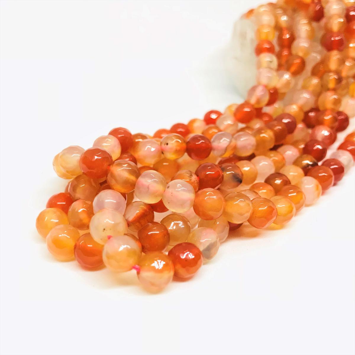 AGATA FACETADA | 6MM | NARANJA CARAMELO MATIZADO – CrystalStone