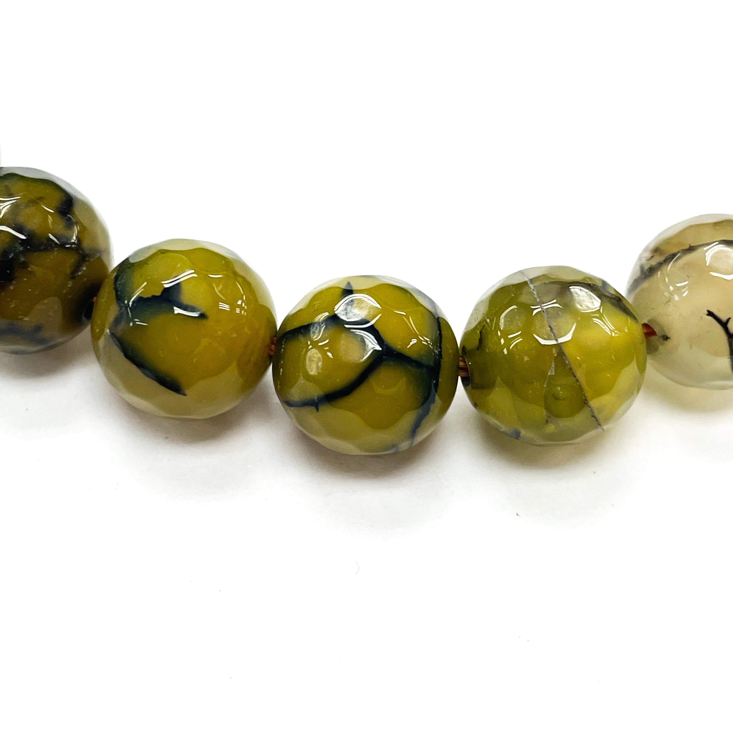 Agata Facetada | 12mm | Amarillo venas negras (13-26A) – CrystalStone