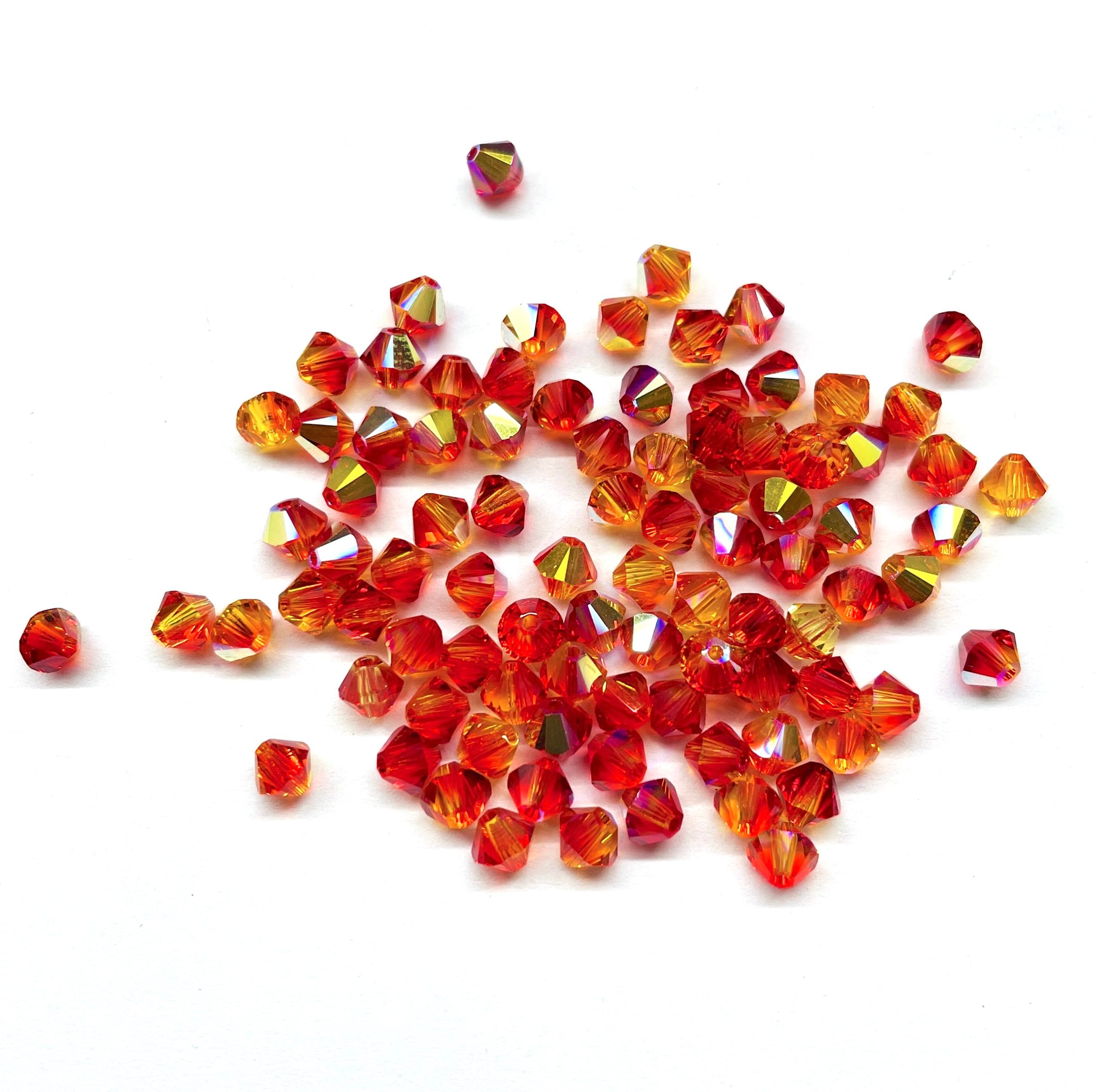 Bead Swarovski Crystals | 4mm | C3 SmT #237 | 25u | Bicolor rojo naran ...