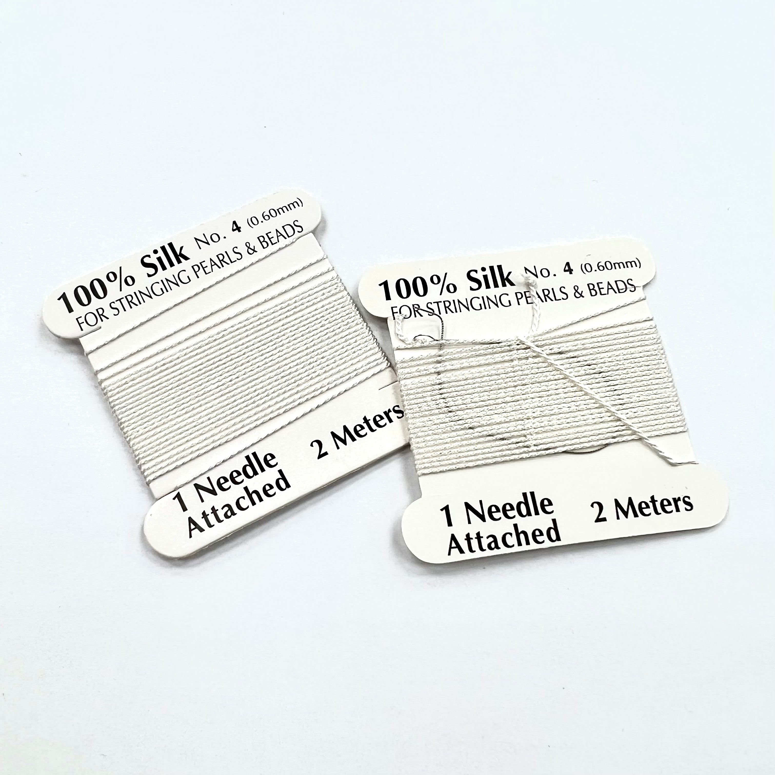 HILO DE SEDA | No. 4 | 0.60MM | 2 METROS | BLANCO – CrystalStone
