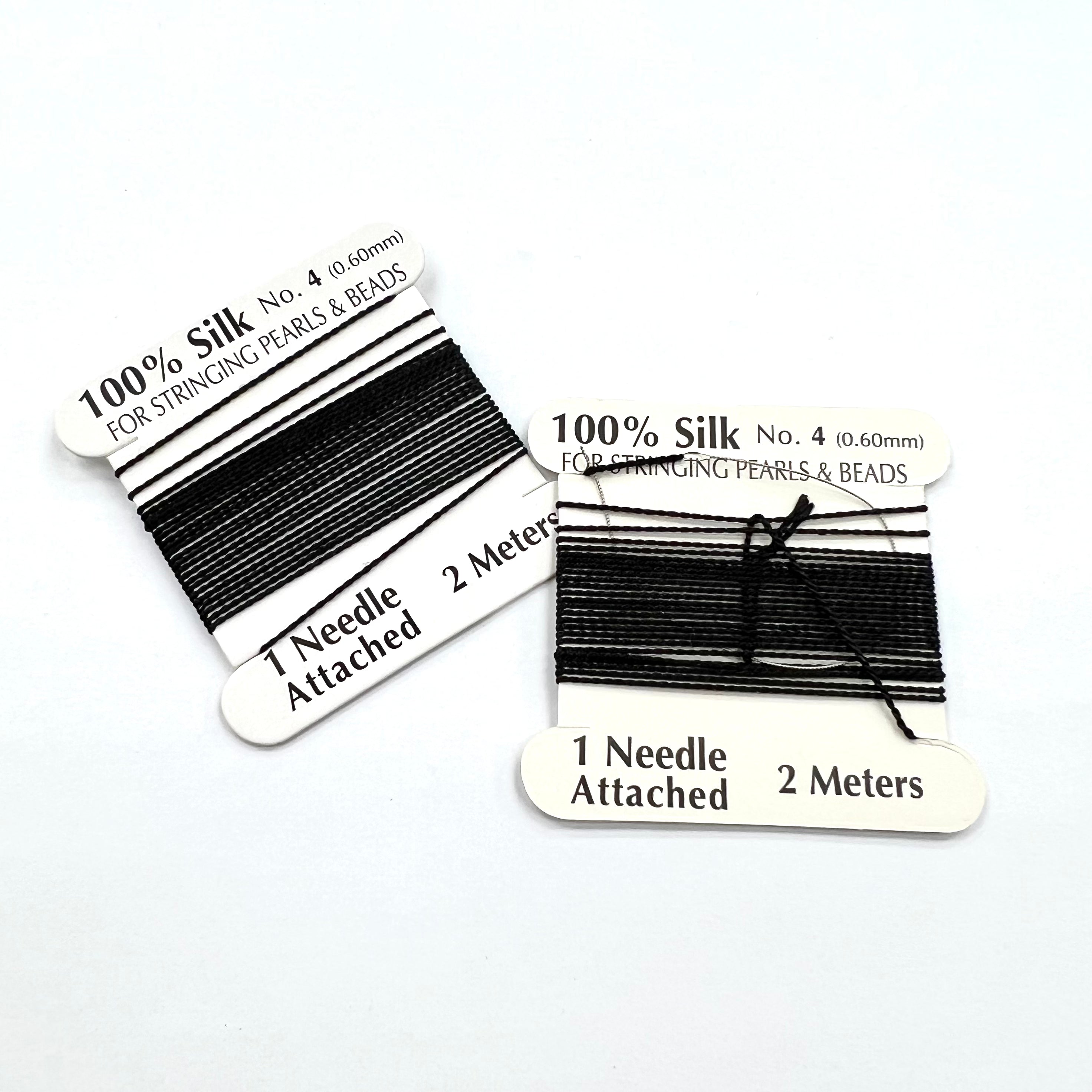 HILO DE SEDA | No. 4 | 0.60MM | 2 METROS | NEGRO – CrystalStone